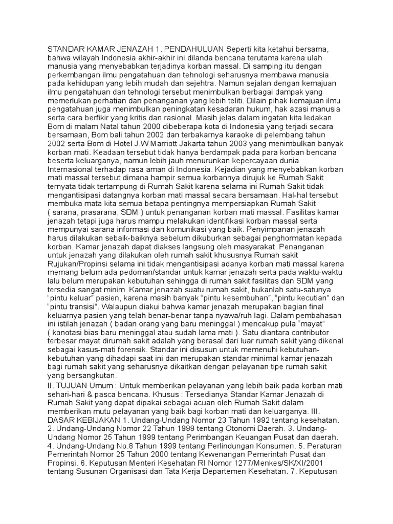 Standar Kamar Jenazah 1 | PDF