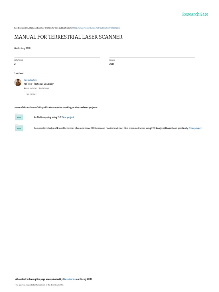 Manual For Terrestrial Laser Scanner: July 2020 | PDF | Image Scanner ...