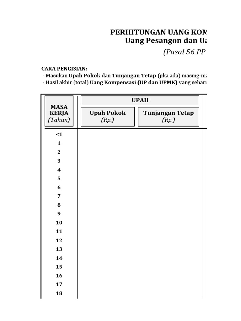 Rumus Menghitung Pesangon Pensiun | PDF