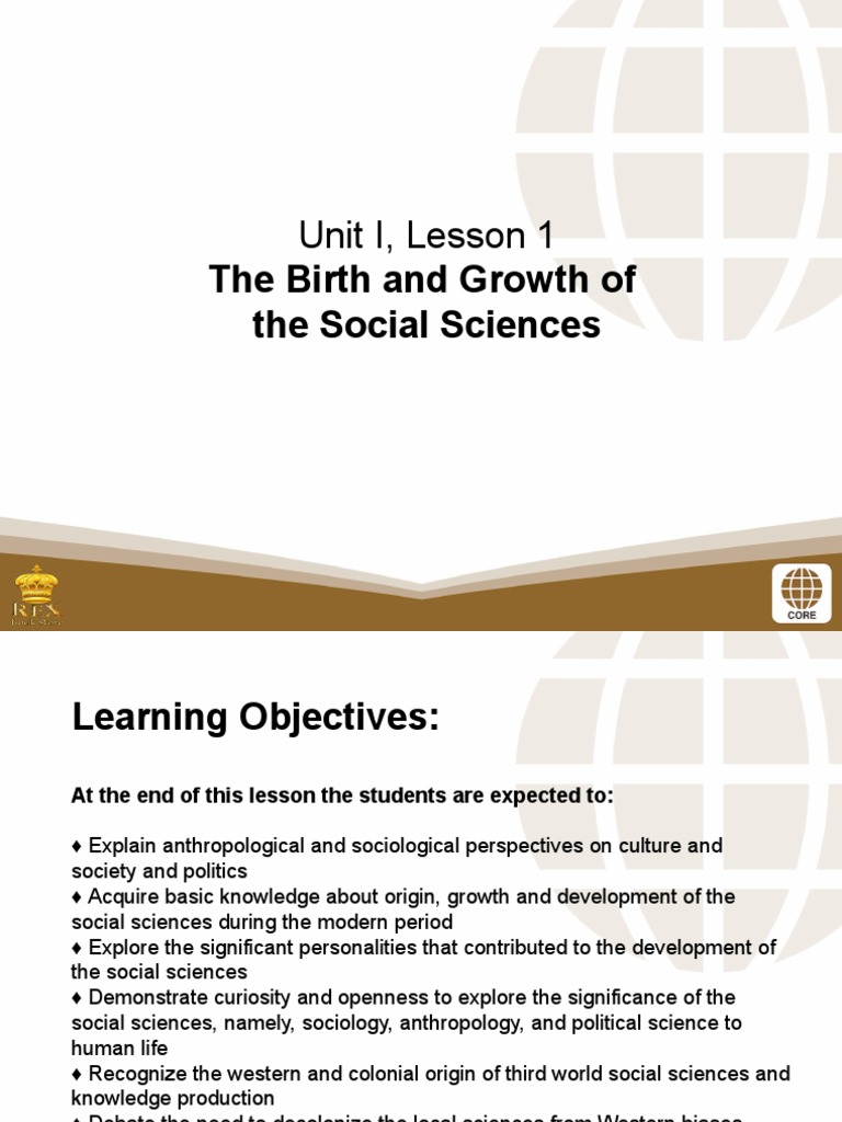 Unit I, Lesson 1: The Birth and Growth of The Social Sciences | PDF ...