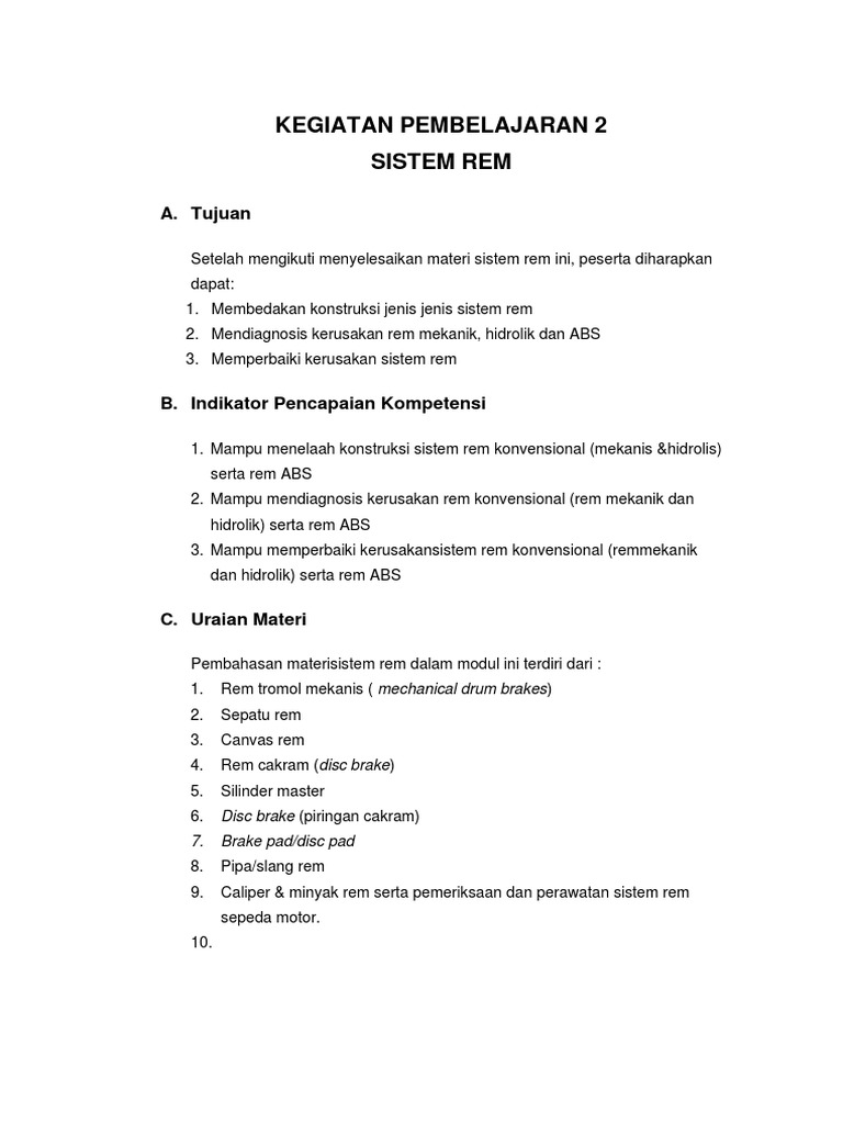 Perbaikan Sistem Rem | PDF