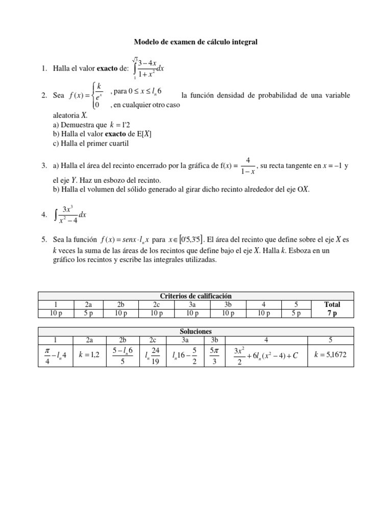 Modelo Examen Integrales.1271871054 | PDF