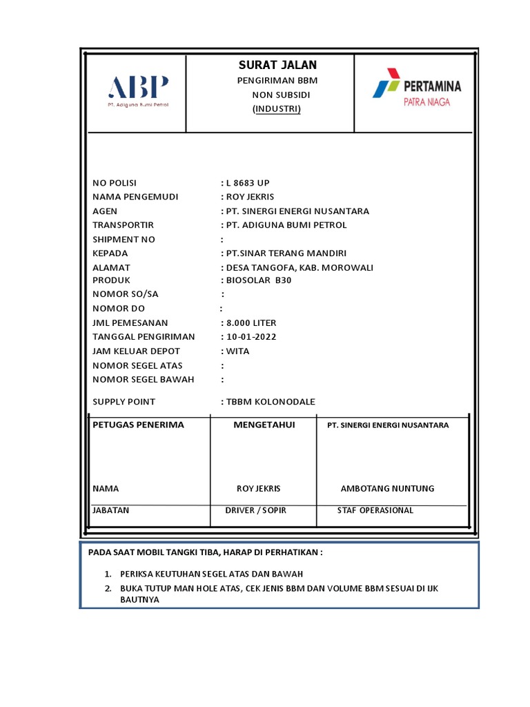 5 Contoh Surat Jalan Pengiriman Barang beserta Formatnya