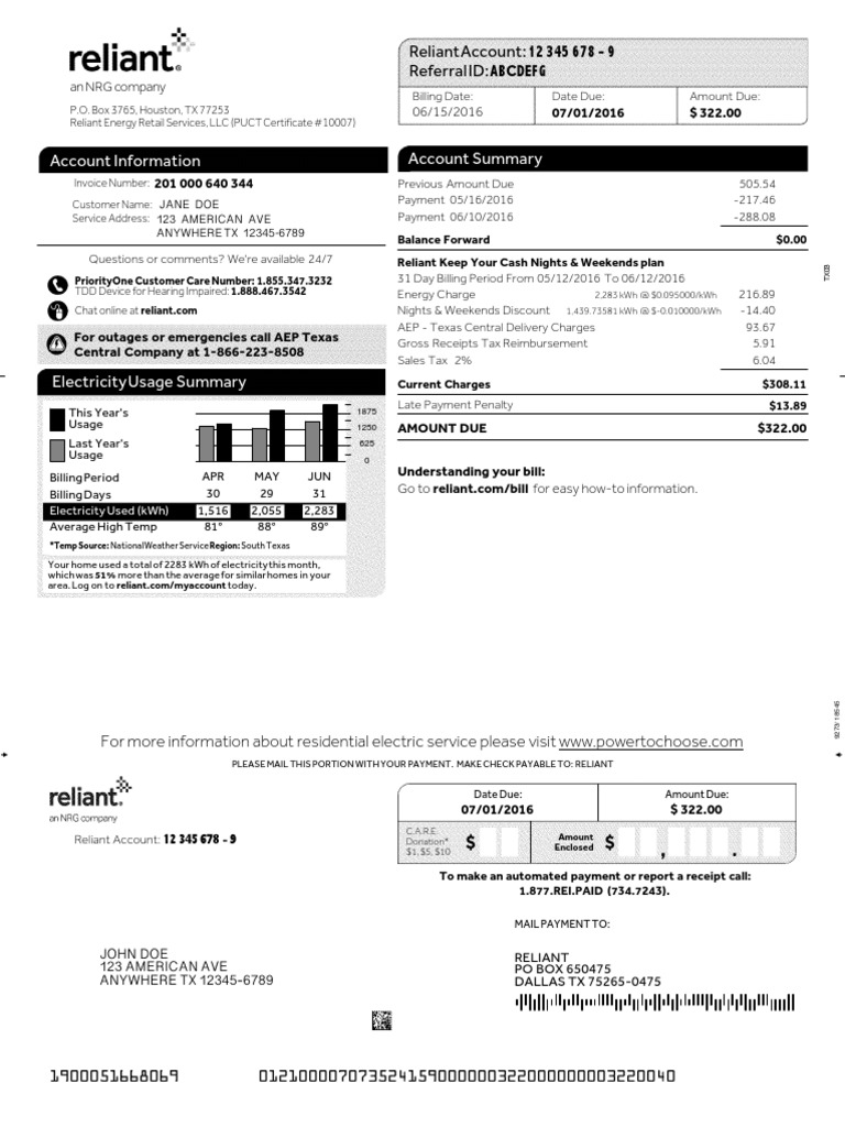 Account Summary Account Information: Reliant Referral | PDF | Receipt ...