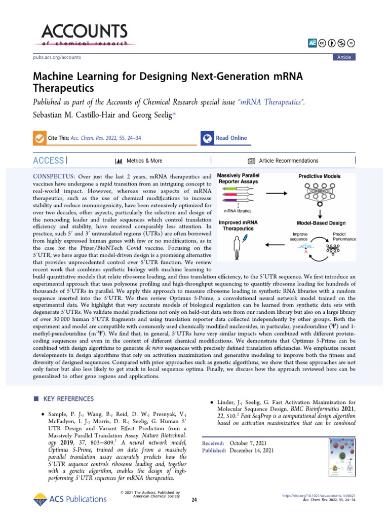 Machine Learning For Designing Next-Generation mRNA Therapeutics | PDF | Messenger Rna ...
