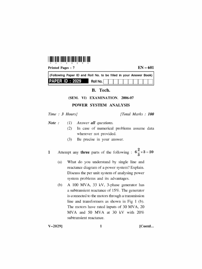 Power System Analysis Utu Paper | PDF