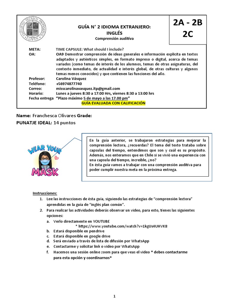 2C. Inglés. Guía 2. Primer Trimestre | PDF