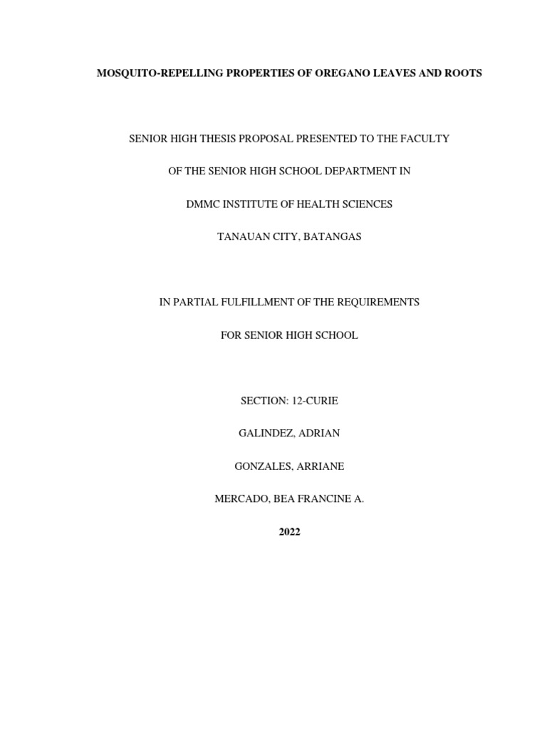 Curie Capstone Origanum Vulgare Revised | PDF | Mosquito | Oregano