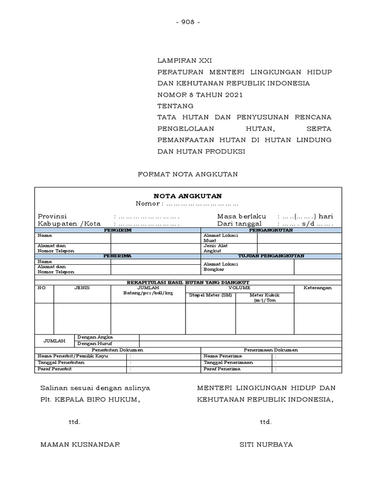 Lampiran 21 Format Nota Angkutan | PDF