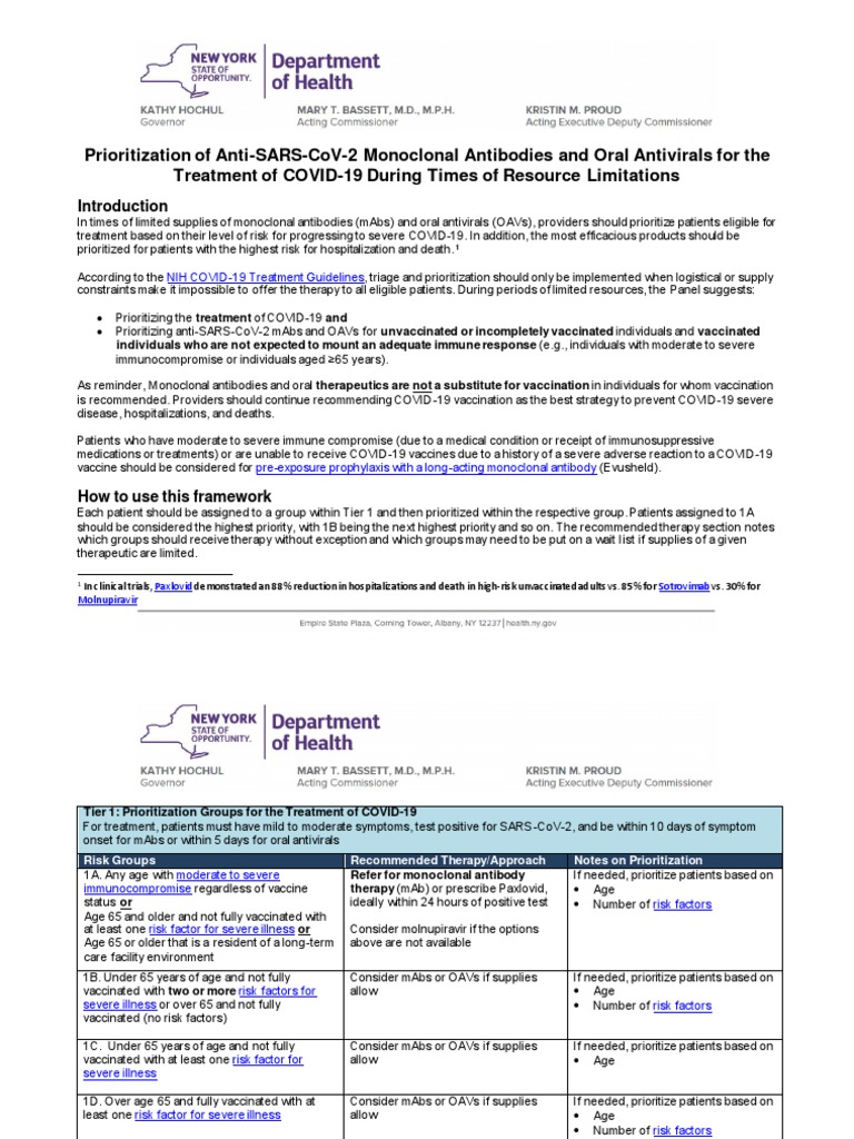 Prioritization of Mabs During Resource Shortages 20211229 | PDF ...