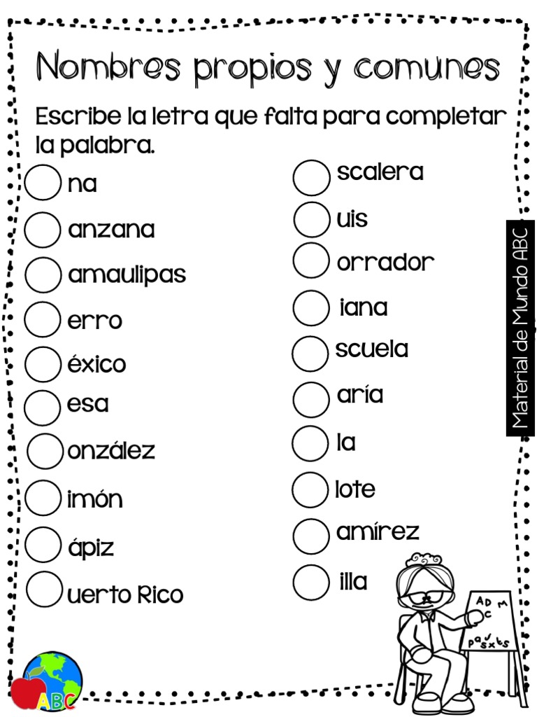 Nombres Propios y Comunes | PDF