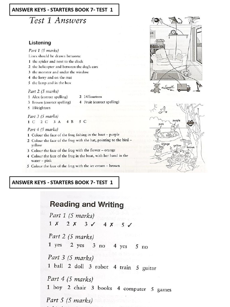 Answer Keys Cambridge Starters Books 7 | PDF