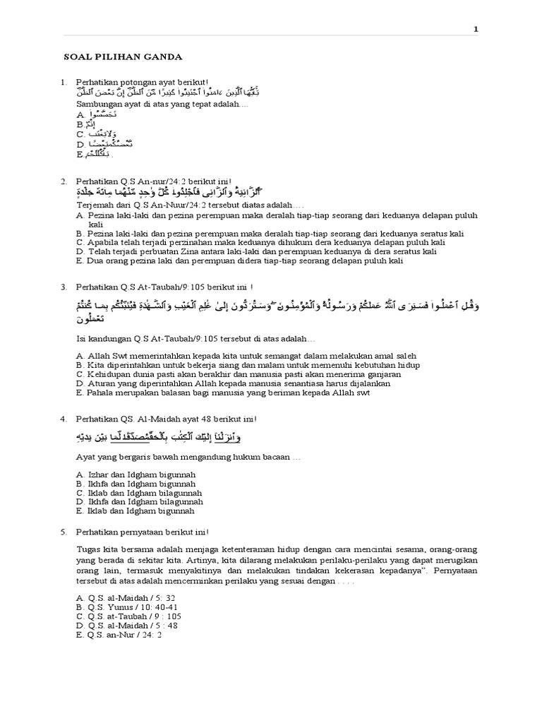 Agama Islam - Soal - Upk 2021 - Paket C | PDF
