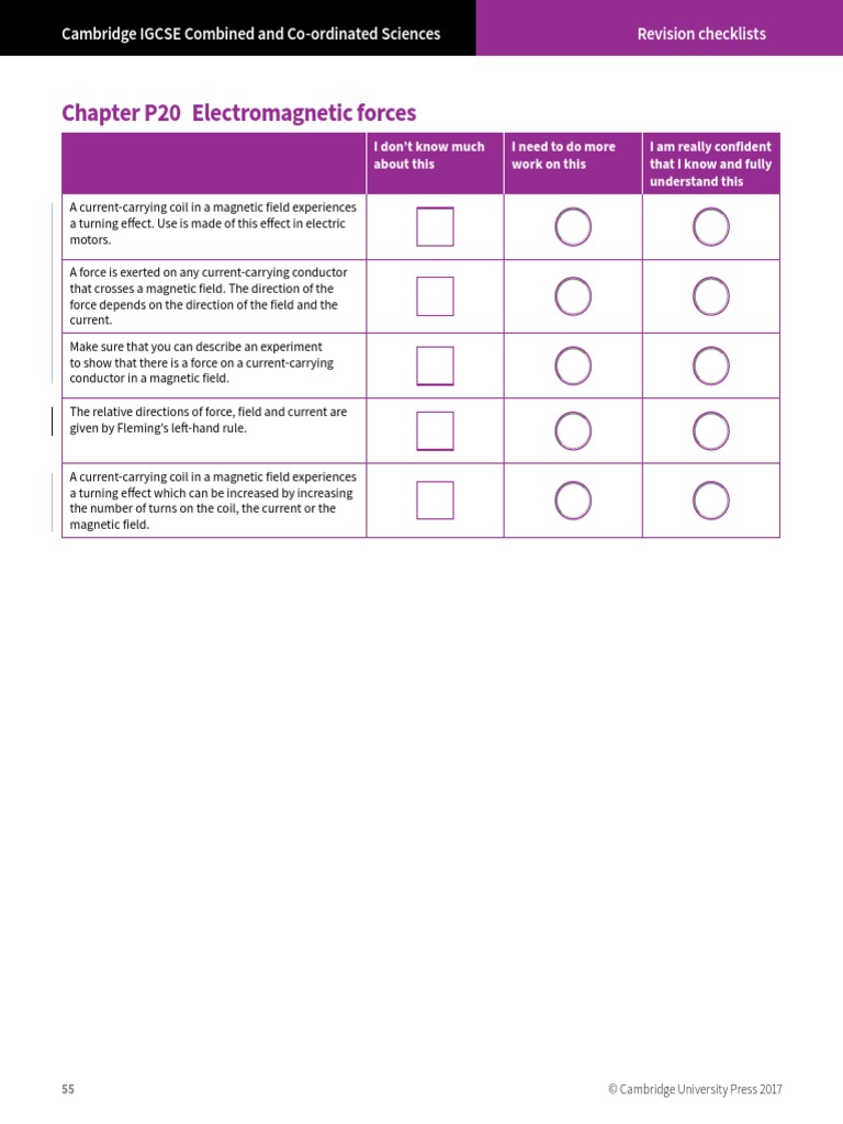 Revision Checklist For Chapter P20 | PDF