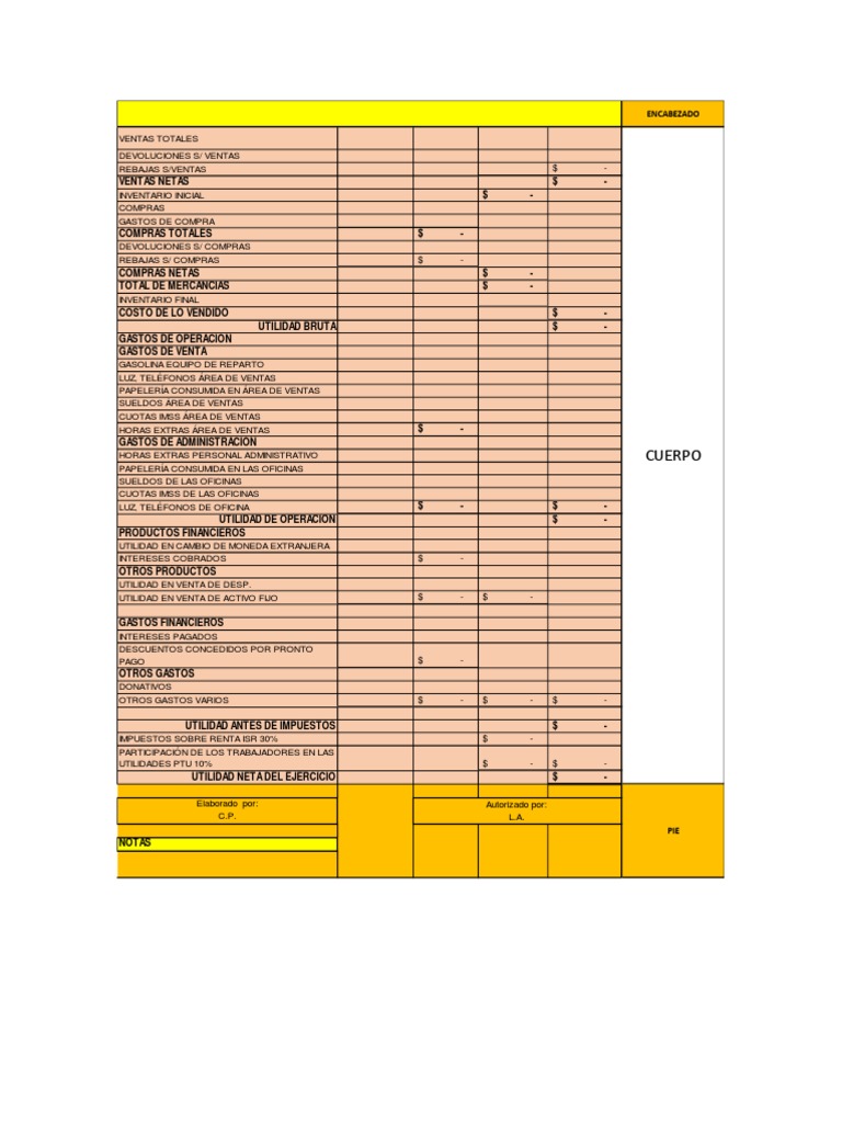 Explicación y formulas EERR PDF | PDF | Impuesto sobre la renta | Estado de resultados