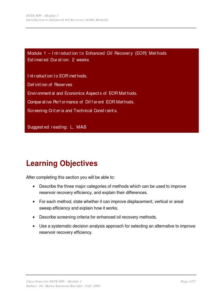 EOR Methods-MODULO1 | Download Free PDF | Enhanced Oil Recovery ...