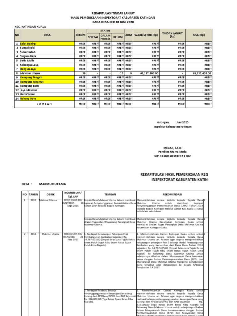 Rekap Reguler Desa Makmur Utama | PDF