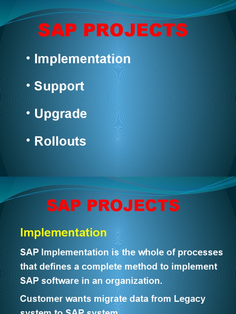 Sap Projects: - Implementation - Support - Upgrade - Rollouts | PDF ...