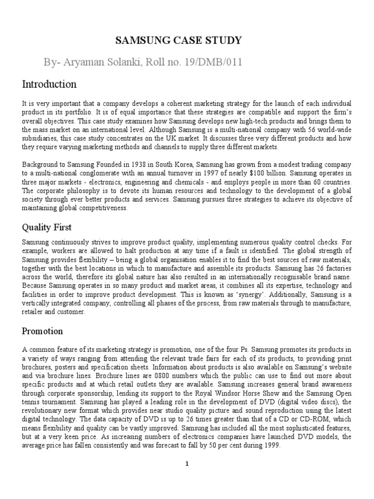 Samsung Case Study | PDF | Dvd | Samsung