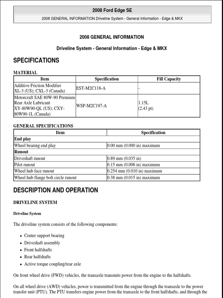 Driveline System General | PDF | Axle | Four Wheel Drive