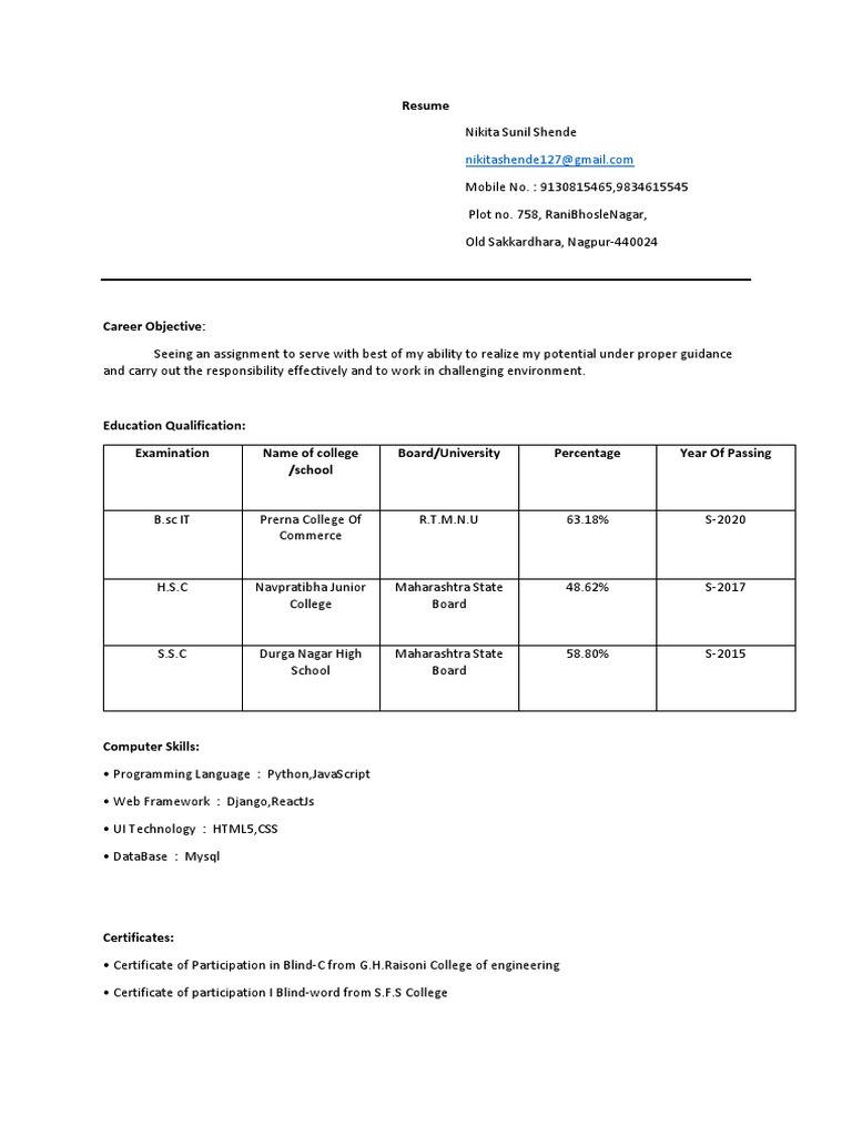 Nikita Resume Updated Download Free Pdf Model View Controller
