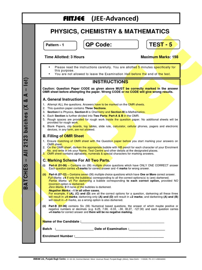 FIITJEE - (JEE-Advanced) : Physics, Chemistry & Mathematics | PDF ...