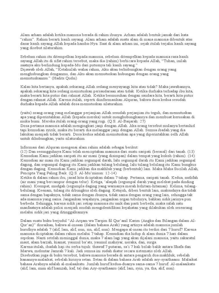 ALAM RAHIM - TEMPAT PERKEMBANGAN MANUSIA | PDF