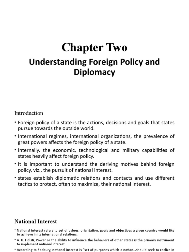 Chapter Two: Understanding Foreign Policy and Diplomacy | PDF ...