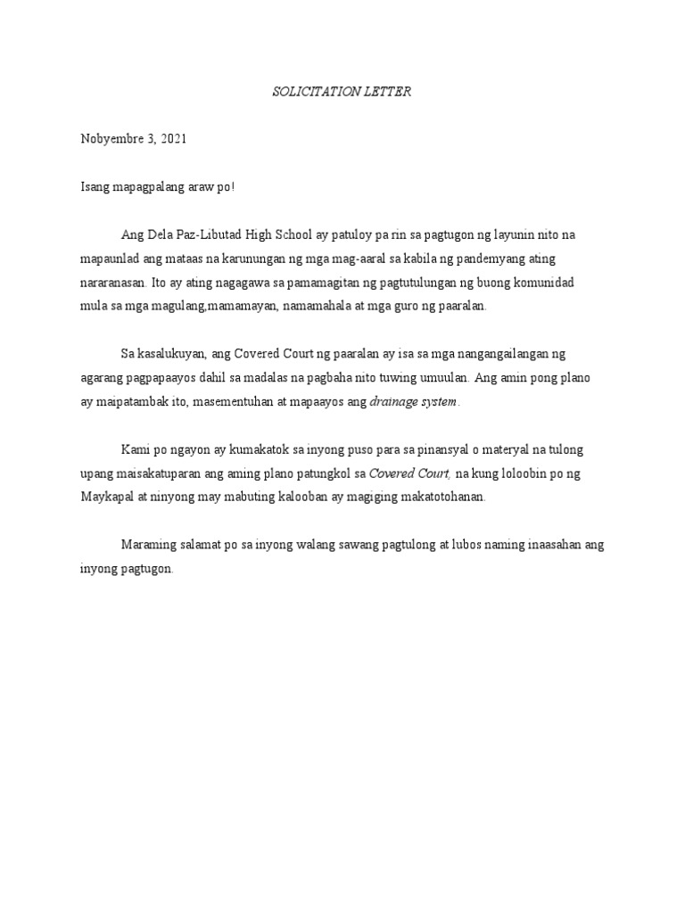 Solicitation Letter Covered Court | PDF