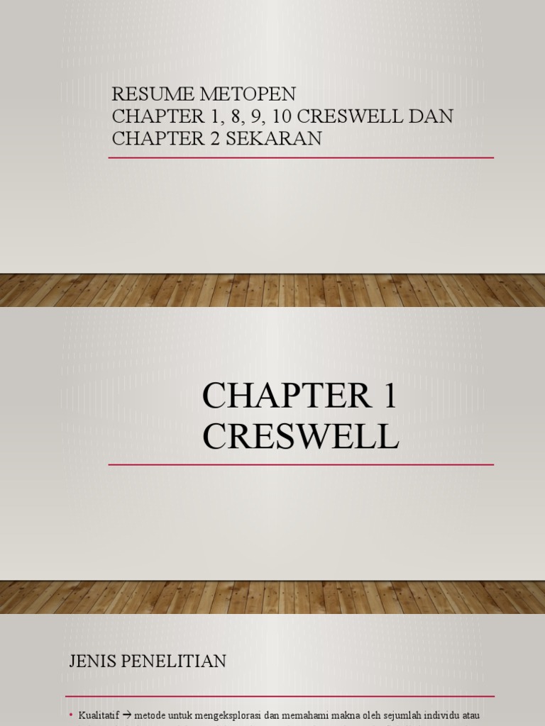 Resume Chapter 1, 8, 9, 10 Creswell Dan Chapter 2 Sekaran | PDF