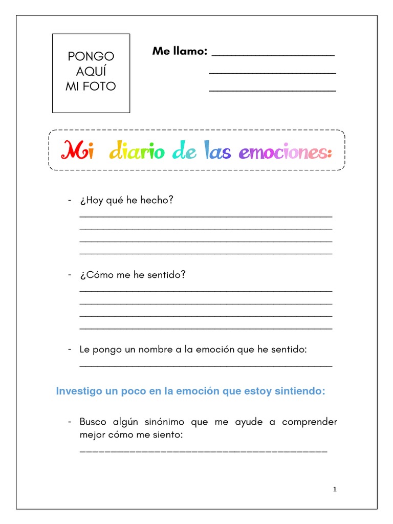 Mi Diario de Las Emociones. | PDF