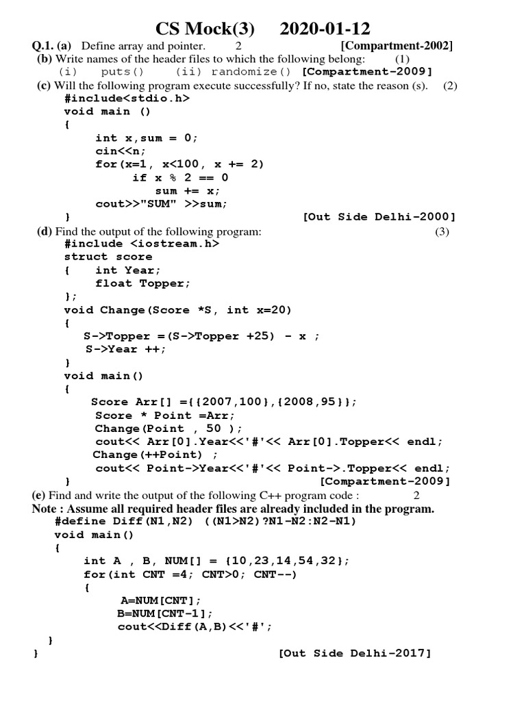 C++ Programming Concepts and Exercises | PDF | Matrix (Mathematics) | Subroutine