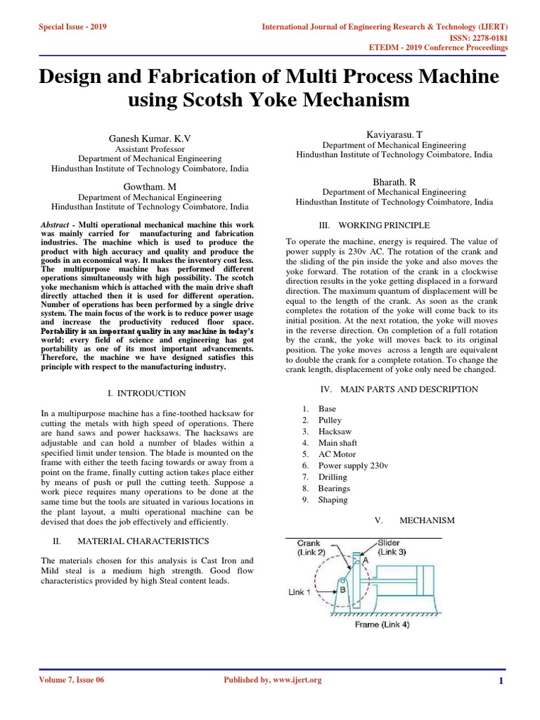Design and Fabrication of Multi Process Machine Using Scotsh Yoke ...
