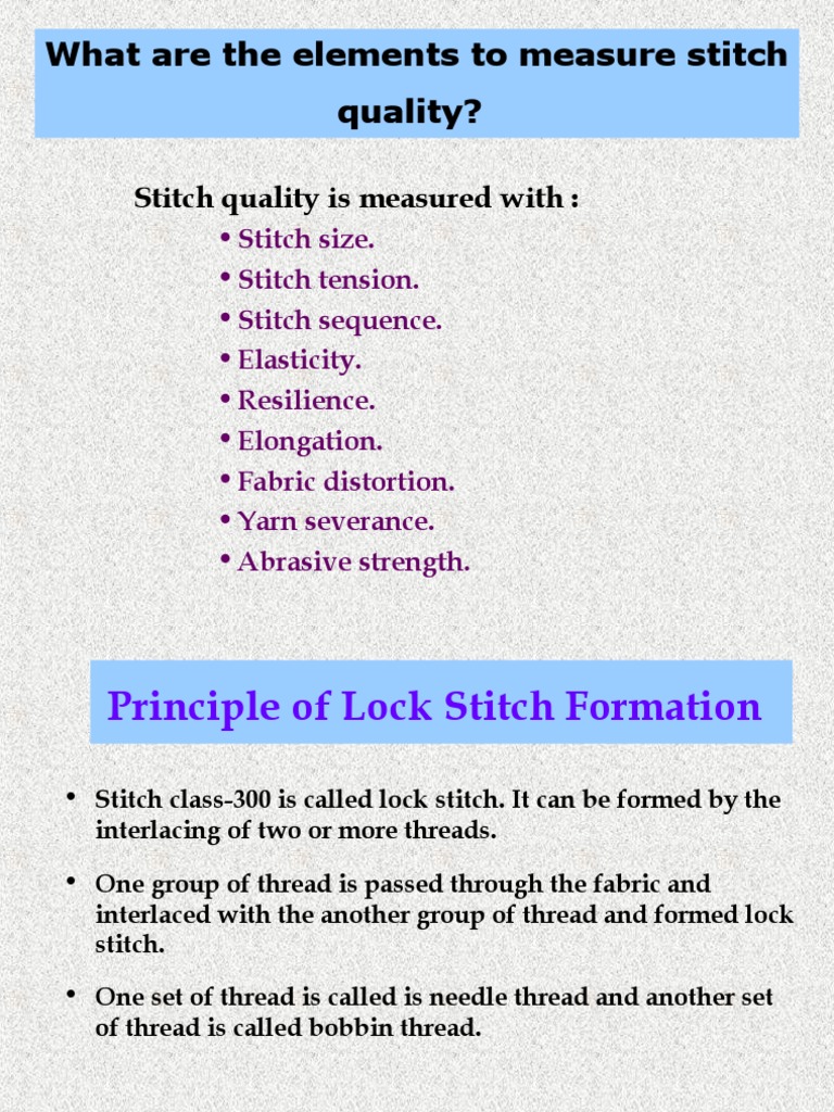 What Are The Elements To Measure Stitch Quality? | PDF | Yarn ...