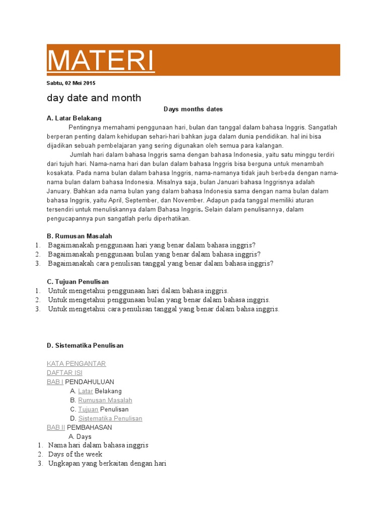 Materi Pelafalan Date and Time On English | PDF