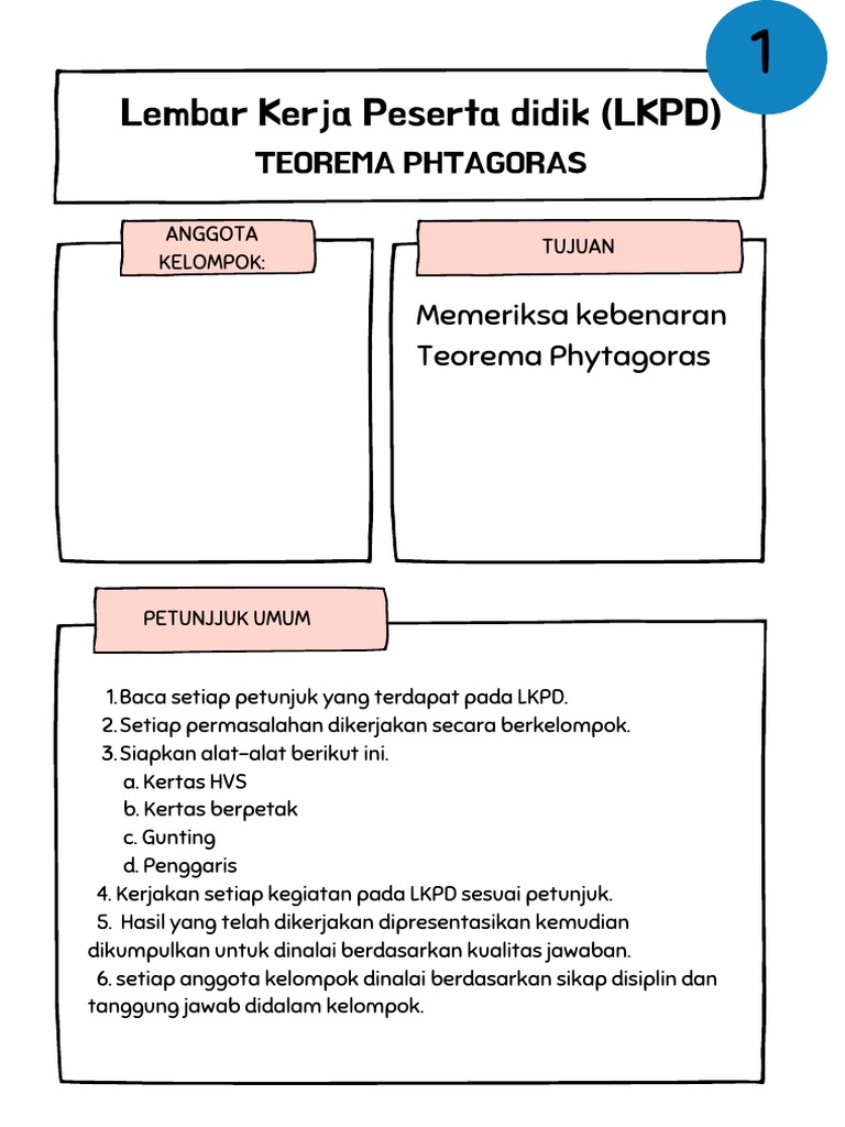 LKPD Teorema Phytagoras Pertemuan Pertama | PDF