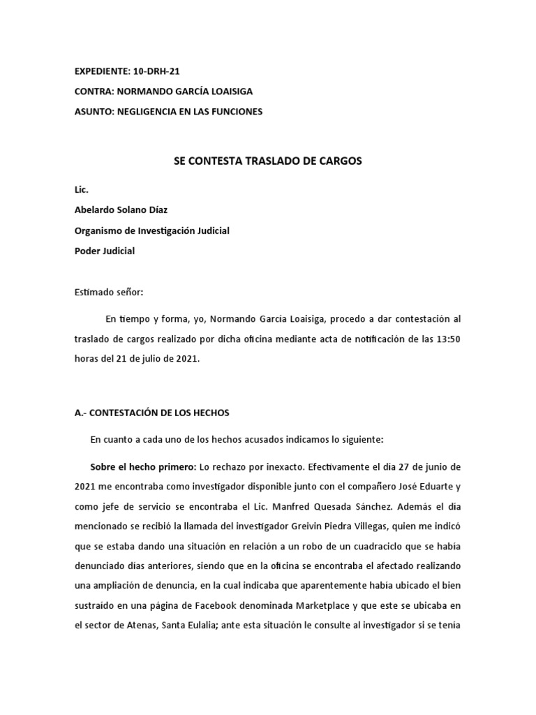 Contestacion Normando Garcia | PDF | Información