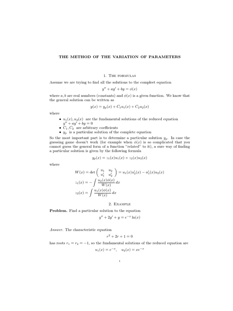16 Method of Variation of Parameter 05-09-2019 (05 Sep 2019) Material - III - 05 Sep 2019 ...
