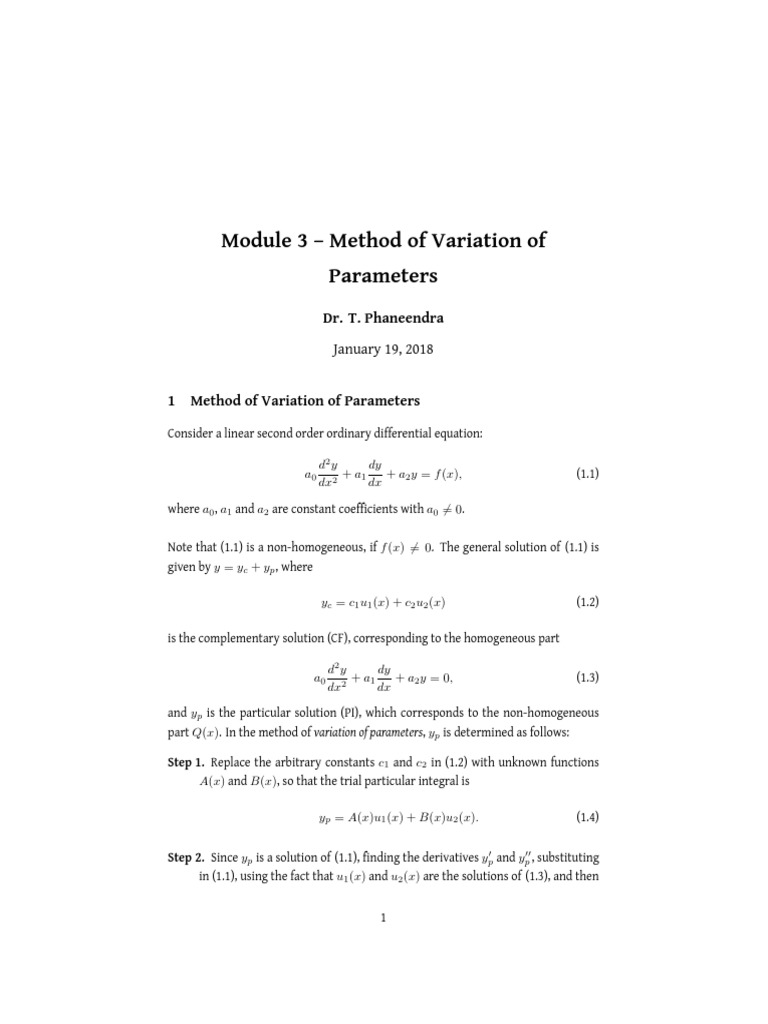 14-Method of Variation of Parameter-05!09!2019 (05-Sep-2019) Material I ...