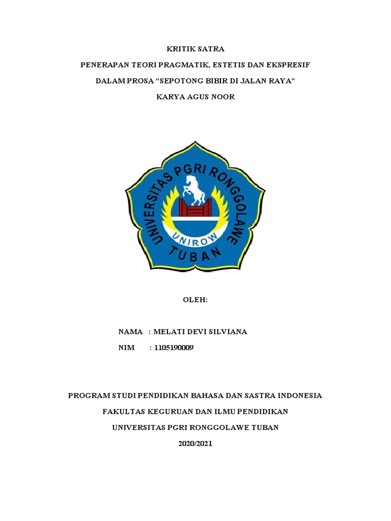 Kritik Sastra Prosa Agus Noor: Teori Pragmatik | PDF