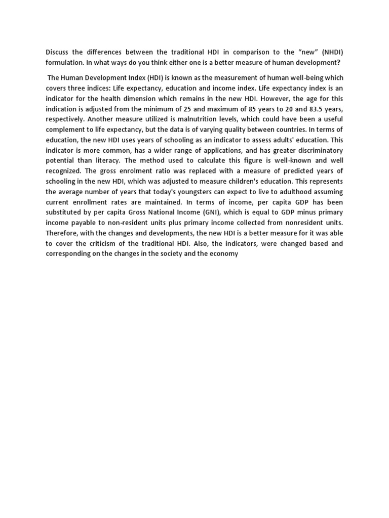 Differences Between HDI and NHDI | PDF | Social Science