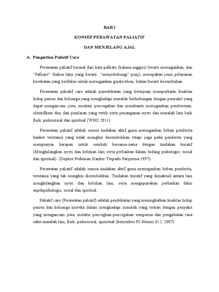 Konsep dan Tujuan Perawatan Paliatif | PDF | Kesehatan Holistik | Sains ...