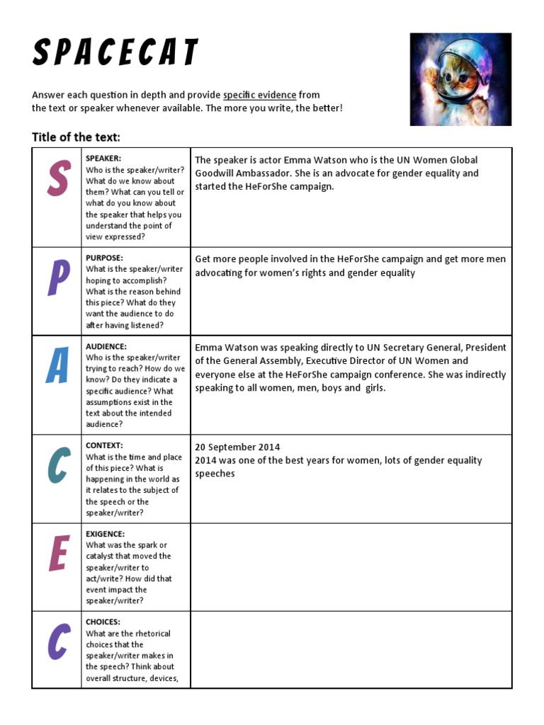 Emma Watson's HeForShe Speech Analysis | PDF | Rhetoric | Human ...