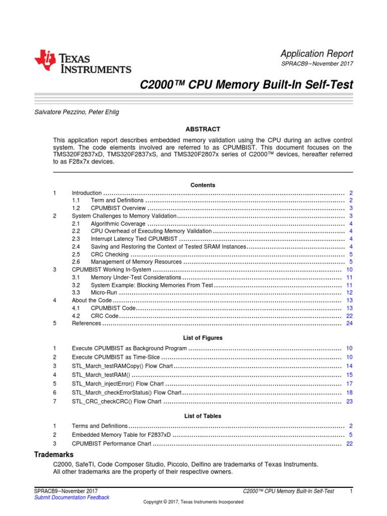 C2000™ CPU Memory Built-In Self-Test: Application Report | PDF ...