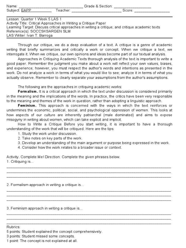Eapp Las - Q1 Week 5-8 | PDF | Concept | Science Eapp Las - Q1 Week 5-8 | PDF | Concept | Science