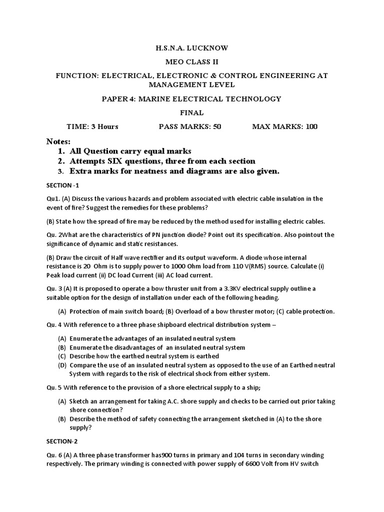Paper 4 Marine Electrical Technology Download Free Pdf Rectifier