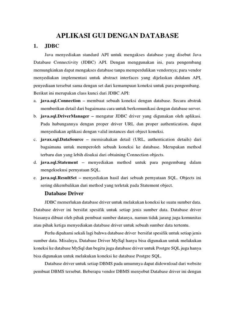 Aplikasi GUI Dengan JDBC | PDF