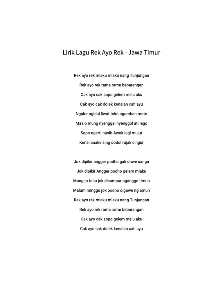 Rek Ayo Rek Lirik | PDF