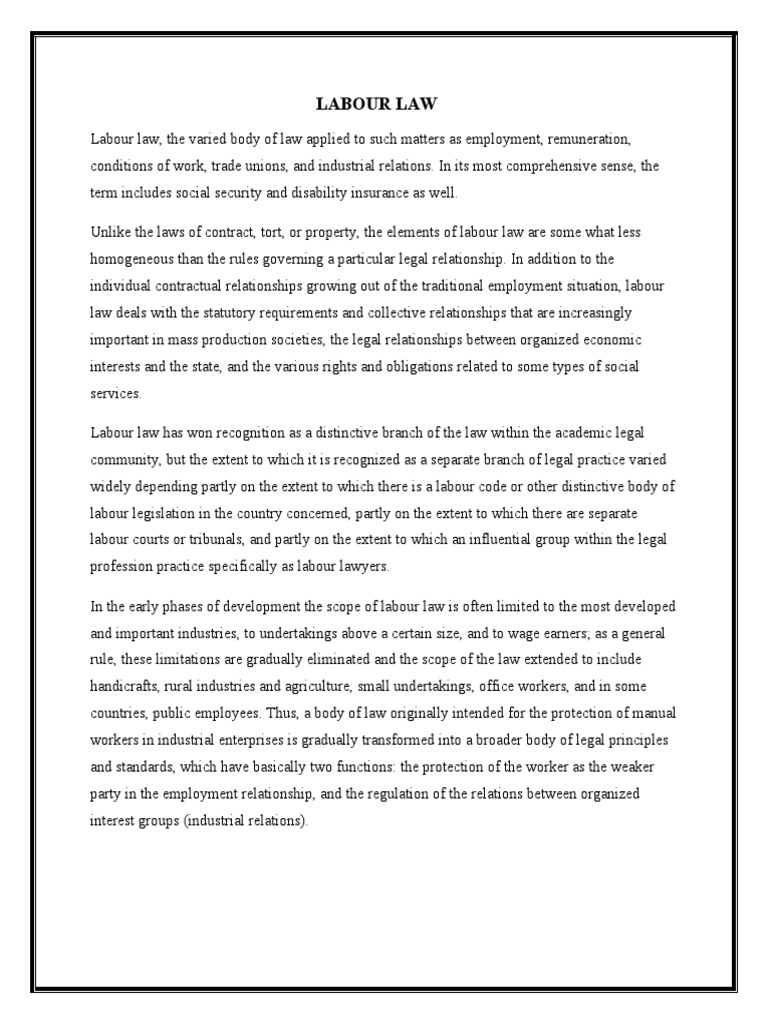 Labour Law | PDF | Labour Law | Employment