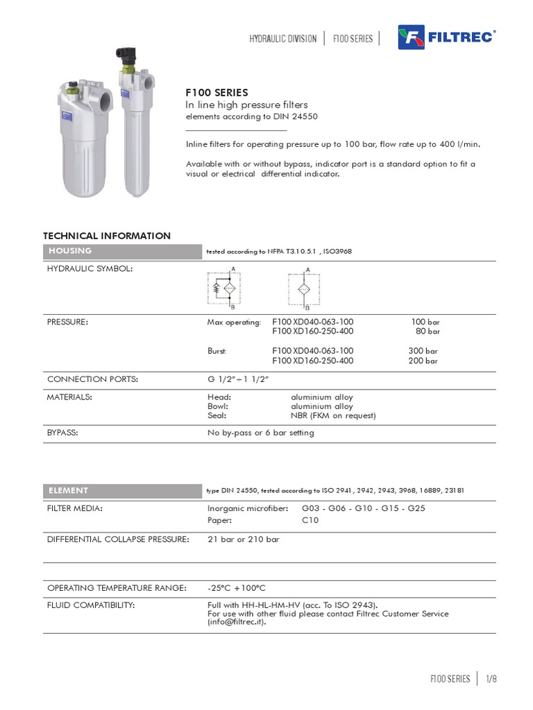 Filtrec F100 Series | PDF | Viscosity | Flow Measurement